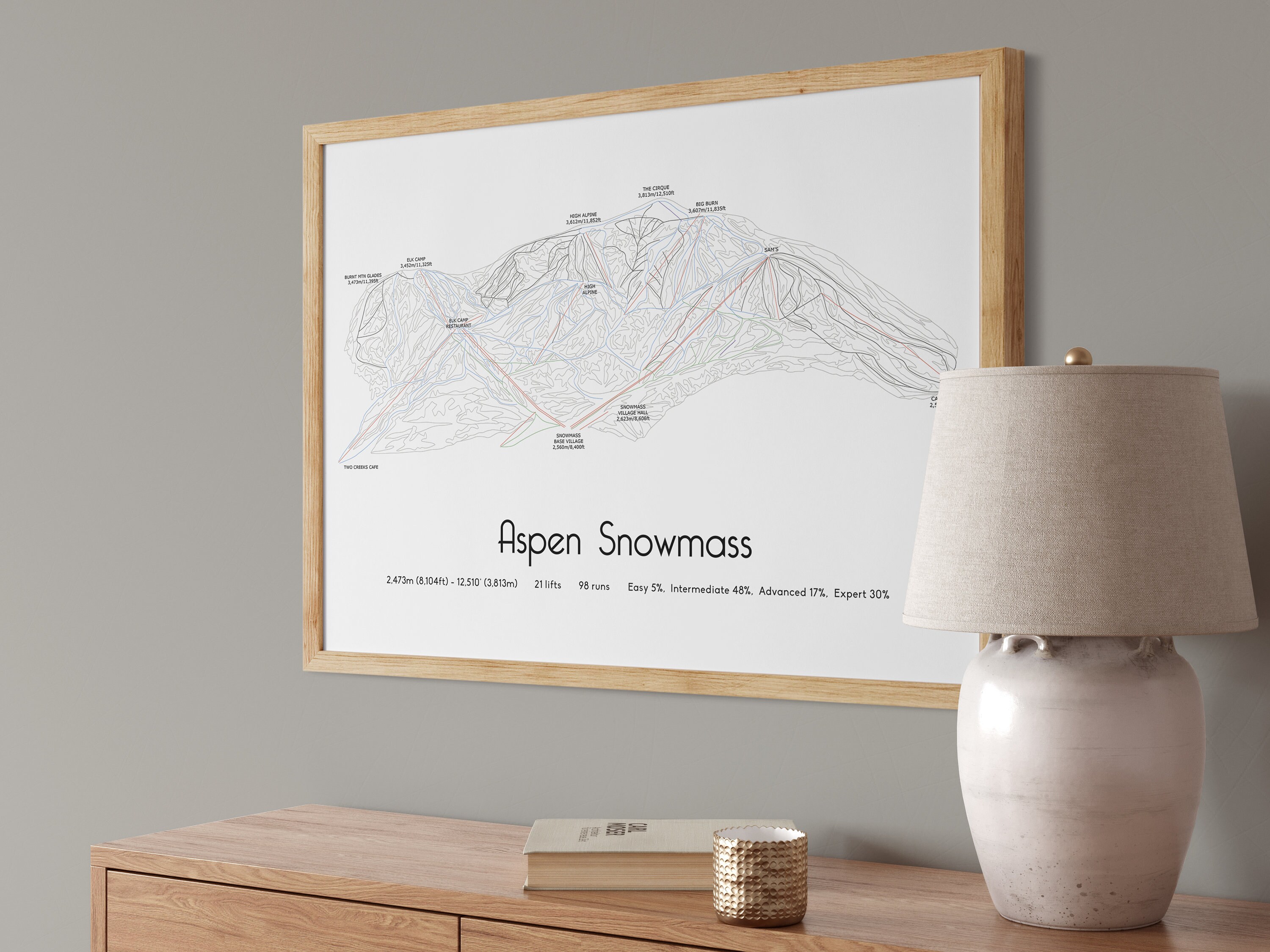 Aspen Snowmass Ski Trail Piste Map Poster/print - Etsy