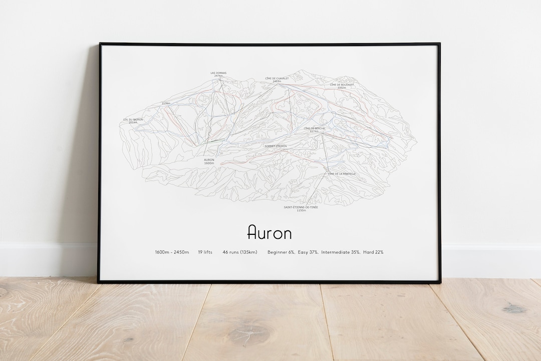 Auron Ski Piste Map Poster/print - Etsy