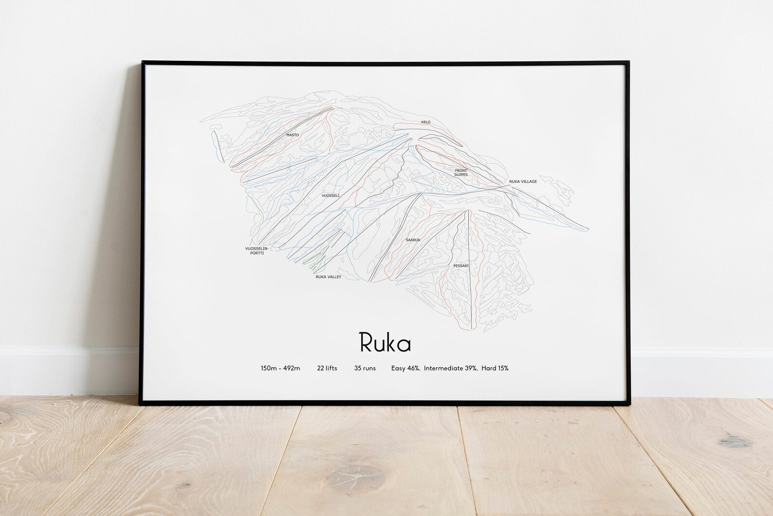 Ruka Finland Piste Map Poster/print - Etsy