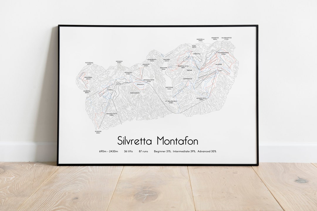 Silvretta Montafon Ski Piste Map Poster/print - Etsy