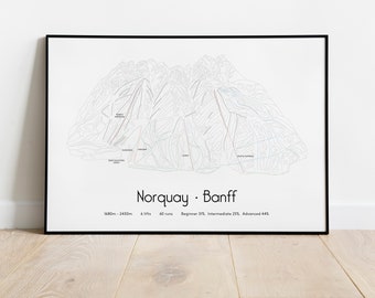 Sunshine Village Banff Ski Piste Trail Map Poster/print | Etsy