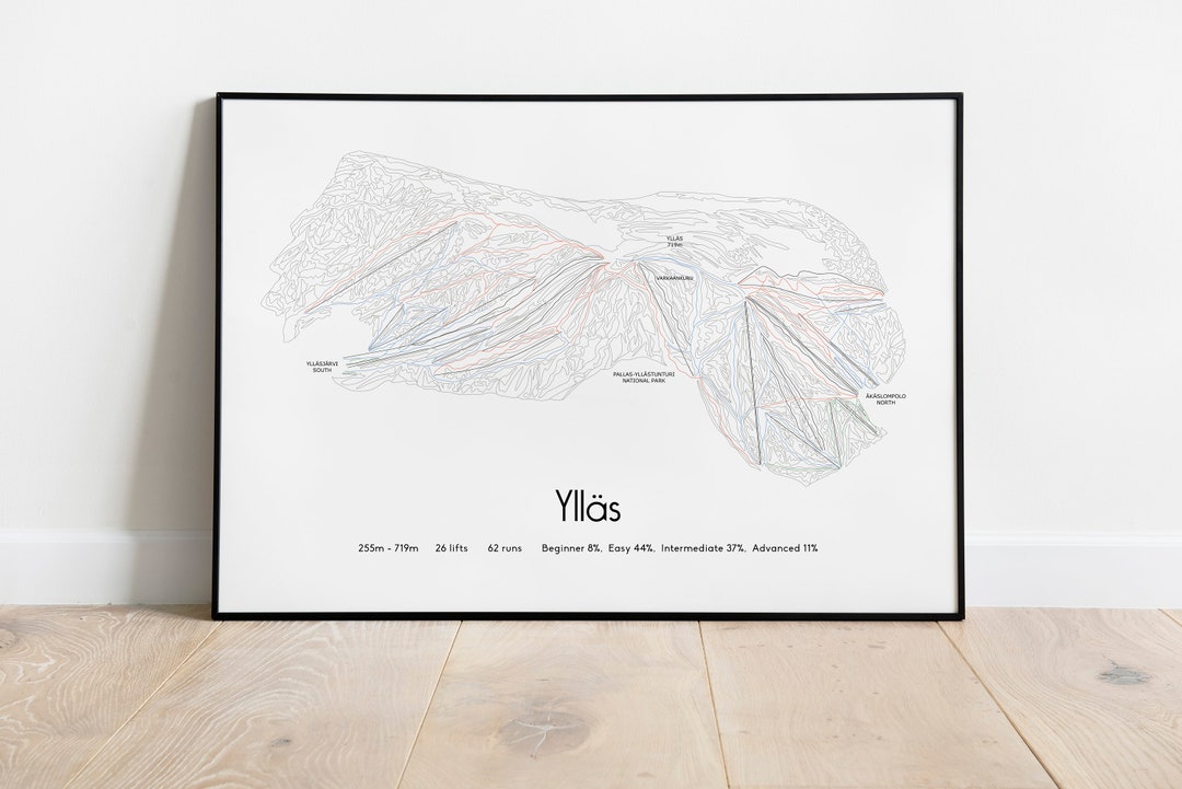 Ylläs Finland . Ski Piste Map Poster/print - Etsy