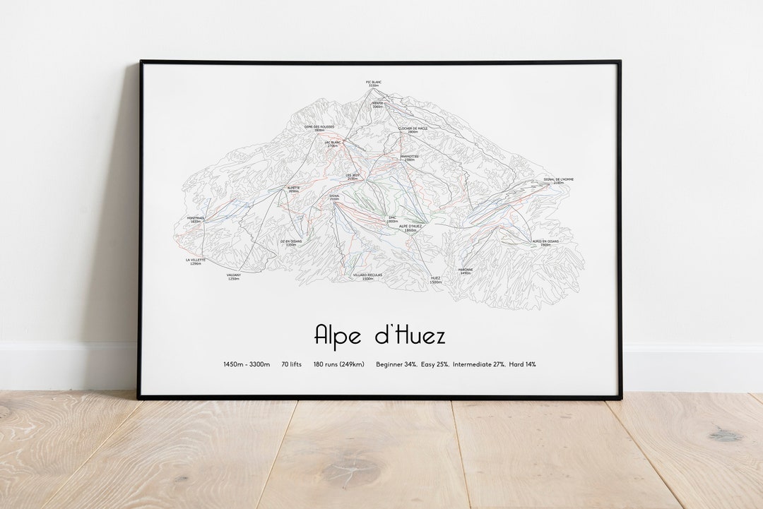 Alpe D'huez Ski Piste Map Poster/print - Etsy