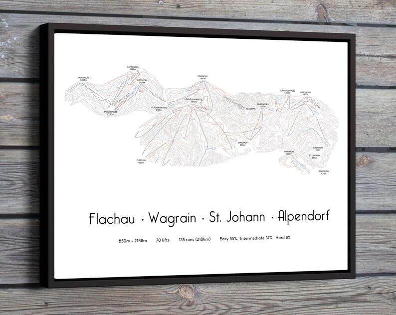Flachau Wagrain St Johann Alpendorf Ski Pistenplan Poster/Druck - Etsy.de