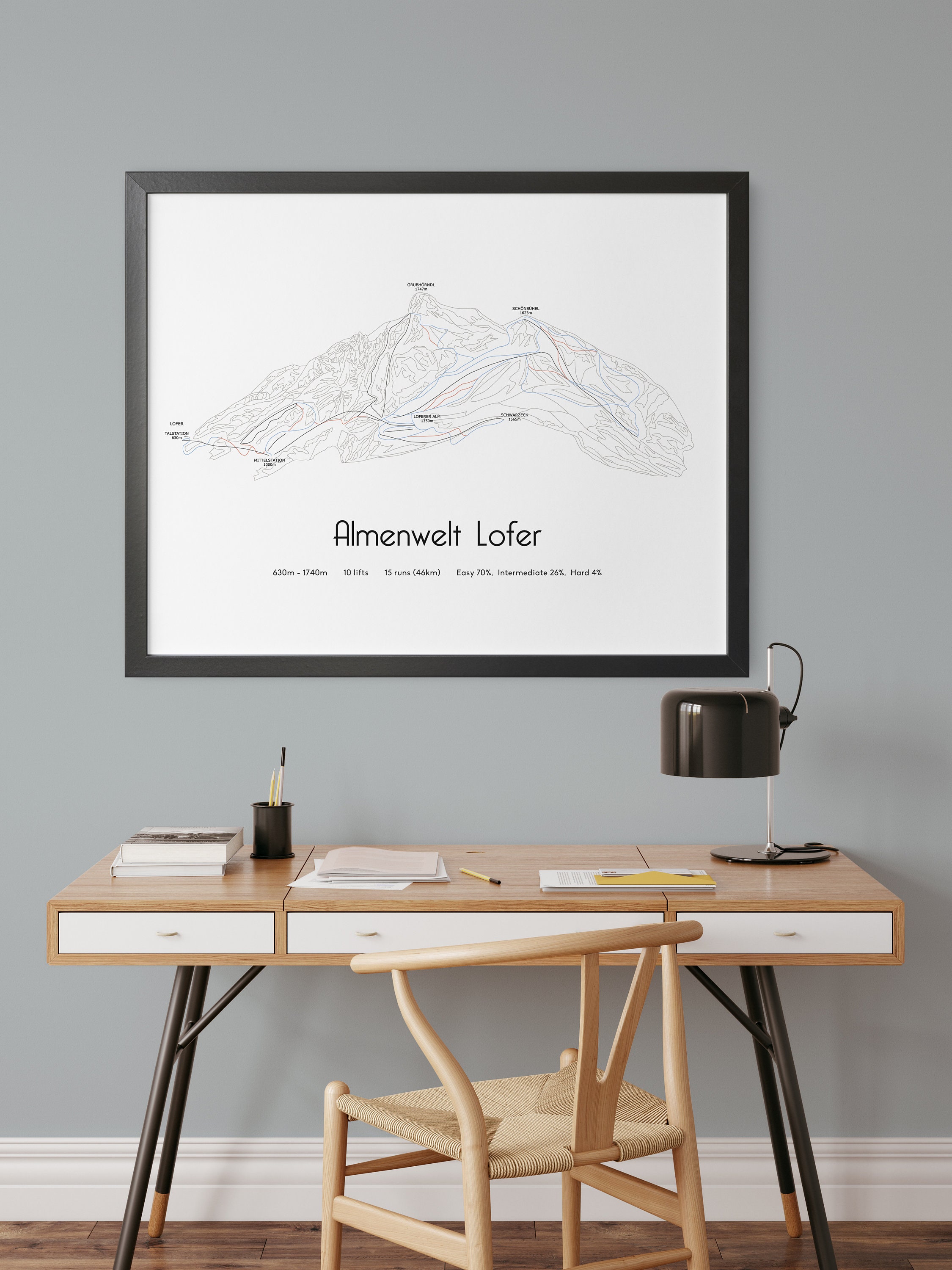 Almenwelt Lofer Ski Piste Map Poster/print - Etsy