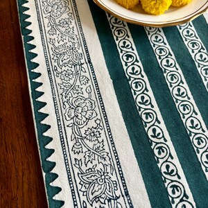 Hand Block Printed Table Runner/ Table Decor/ Housewarming Gift/ Teal ...