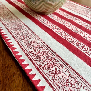 Hand Block Printed Table Runner/ Table Decor/ Housewarming Gift/ Teal ...