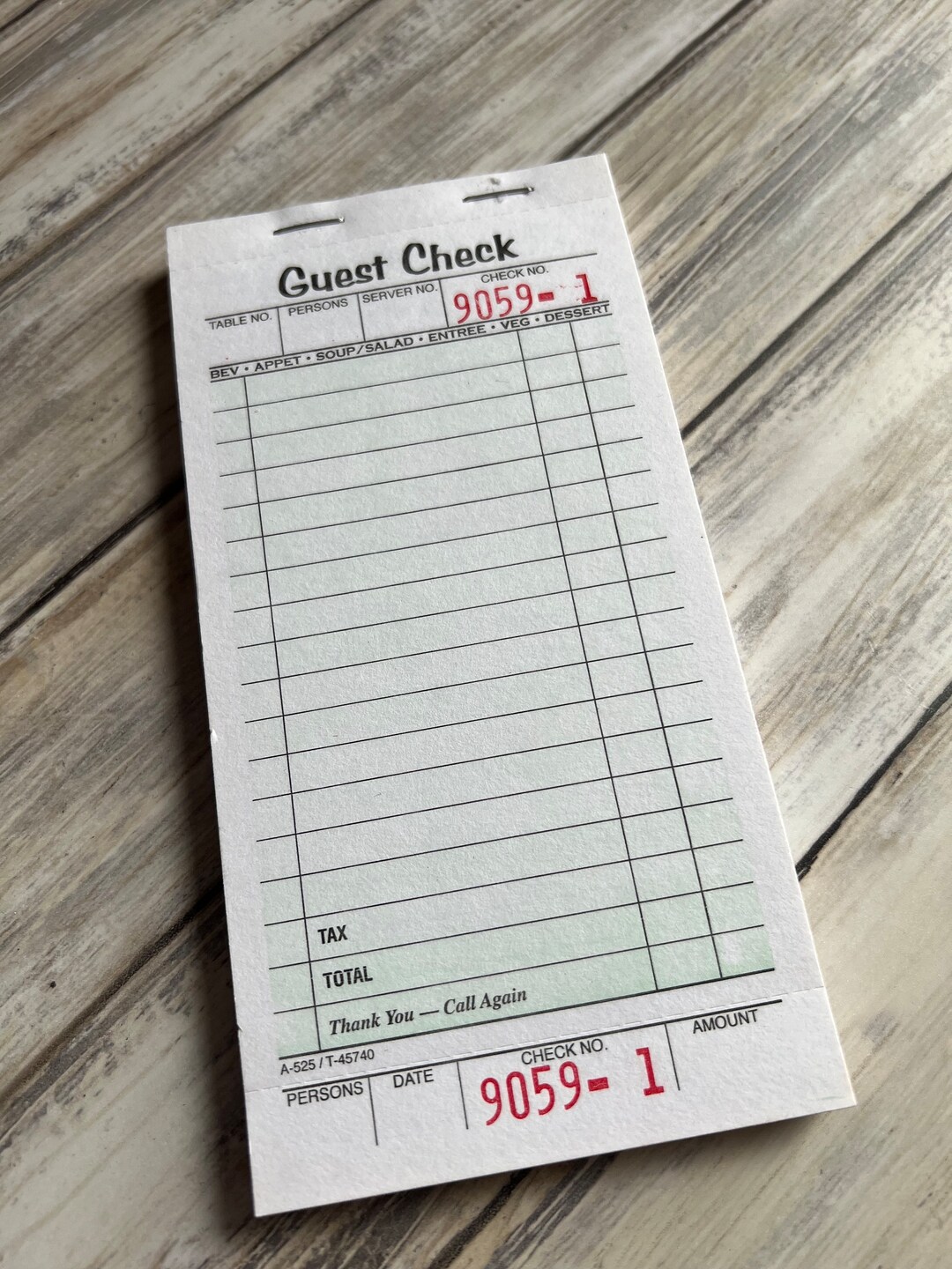 Traditional Guest Check Pad / Junk Journaling Supplies - Etsy
