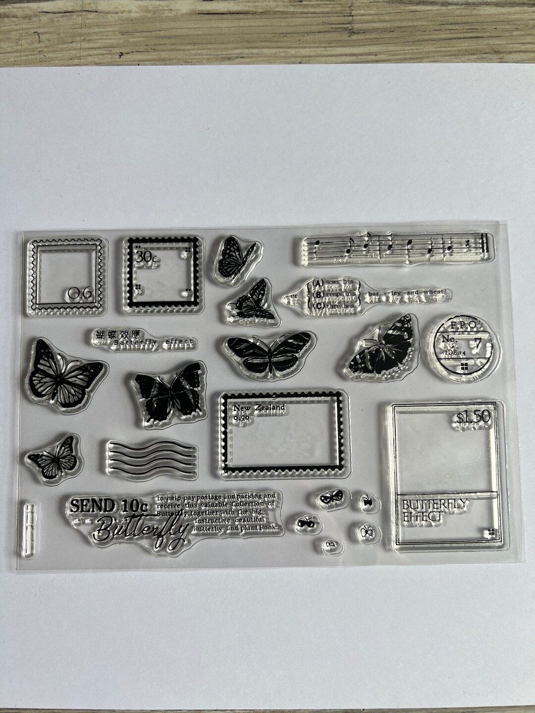Butterfly Postage Stamp Cling Stamps Set / Cling Stamps / Journaling ...