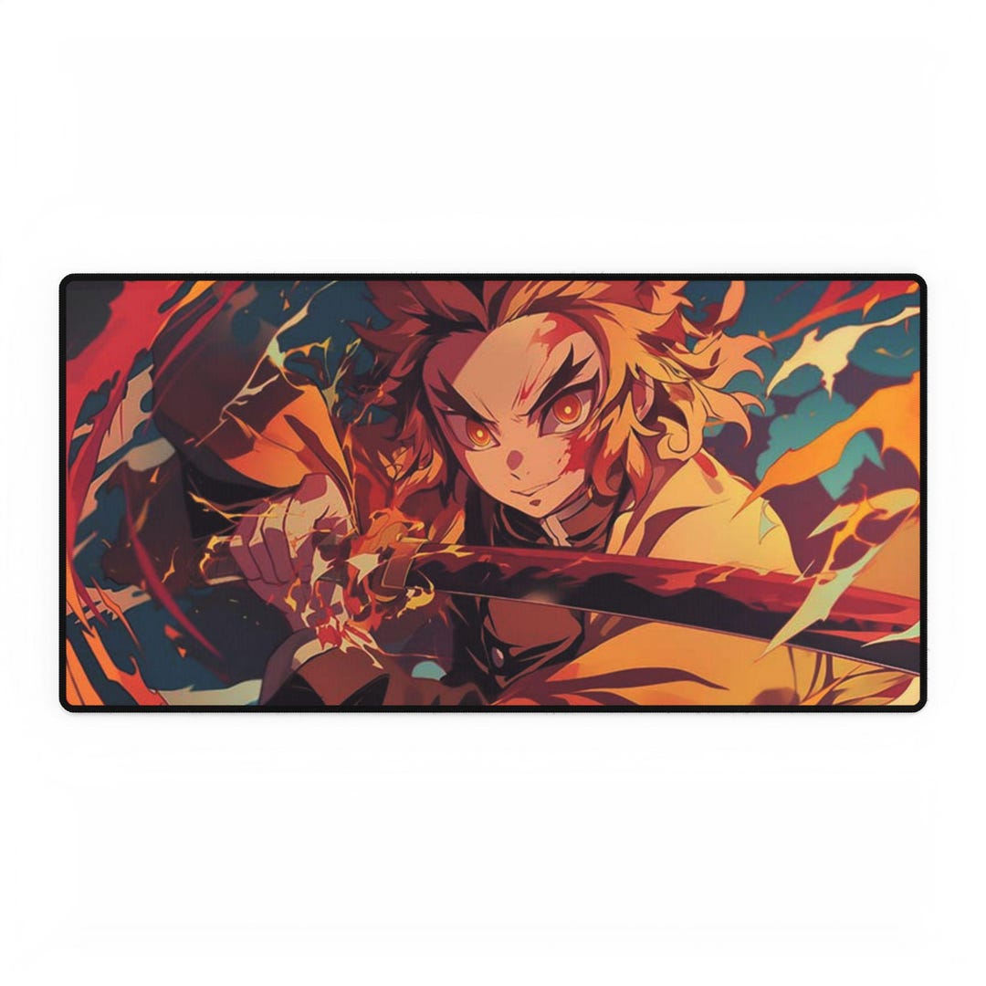 Kyojuro Rengoku Flame Breathing Mousepad Demon Slayer Anime Art Desk ...
