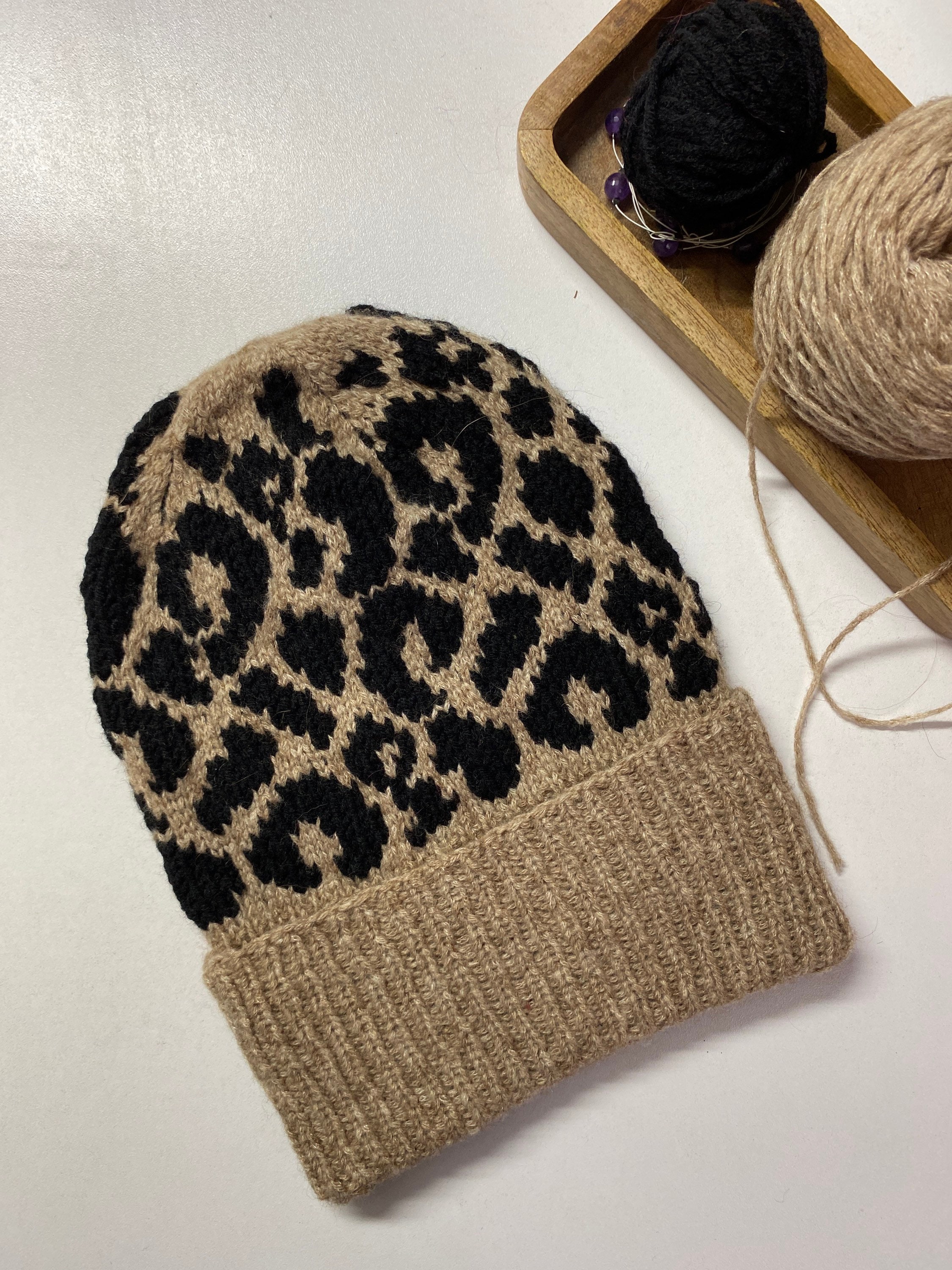 Leopard Print Winter Hat, Leopard Beanie, Women's Knit Beanie, Knit Hat ...