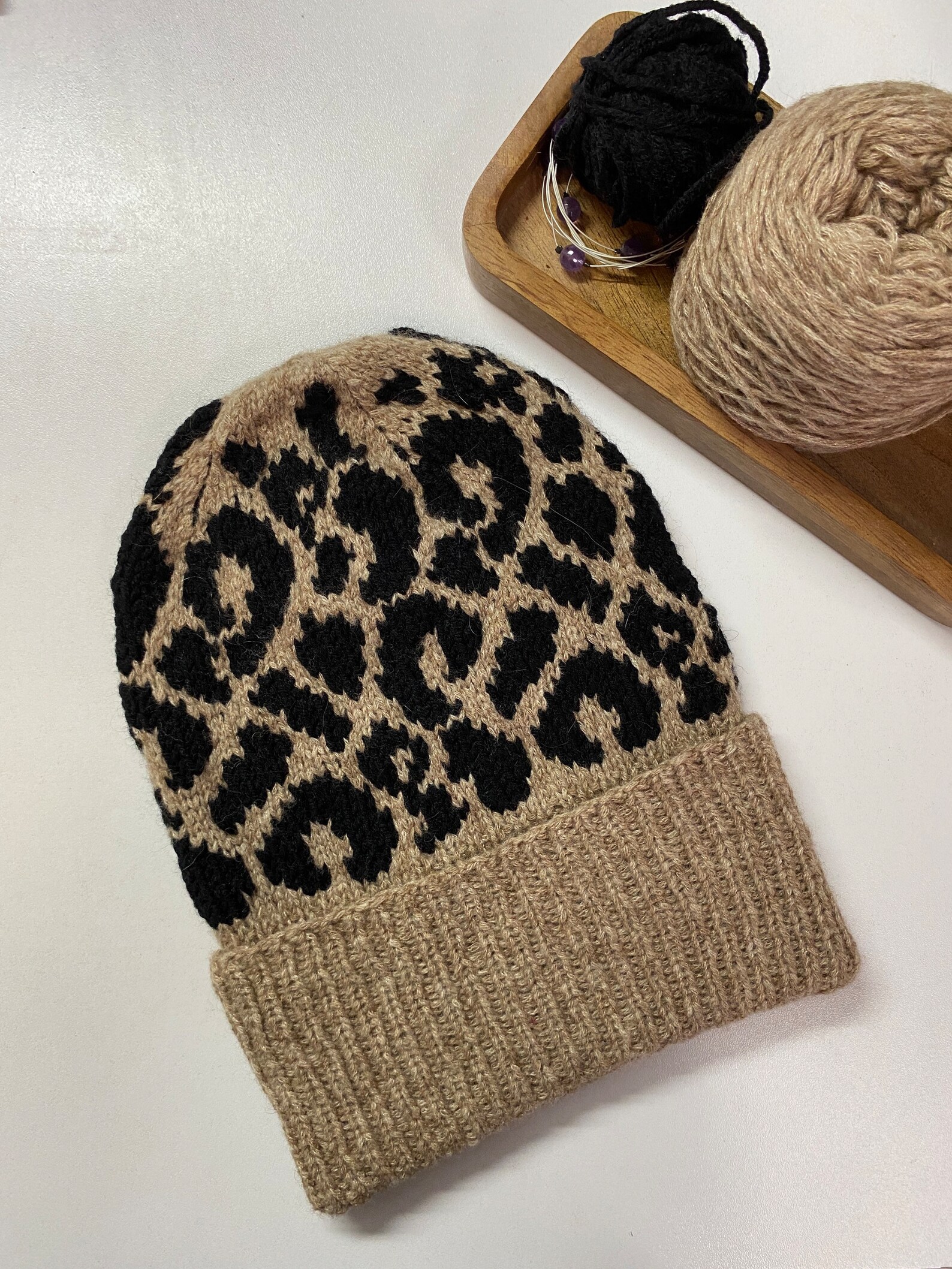 Leopard Print Winter Hat, Leopard Beanie, Women's Knit Beanie, Knit Hat ...