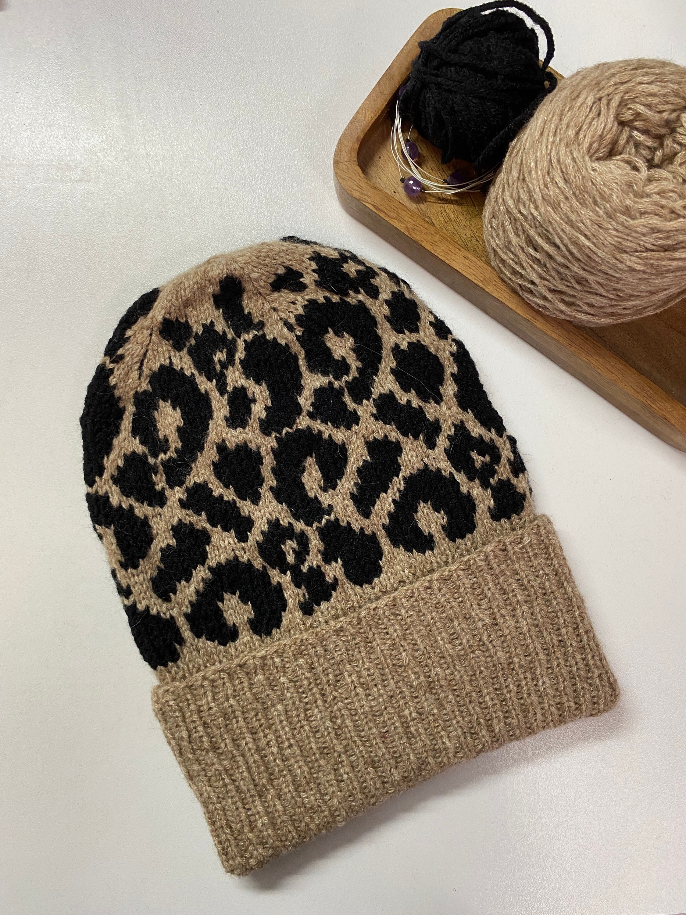 Leopard Print Winter Hat, Leopard Beanie, Women's Knit Beanie, Knit Hat ...