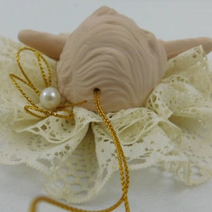 Handmade Vintage Porcelain Guardian Angel Face Ornament Lace Gold ...