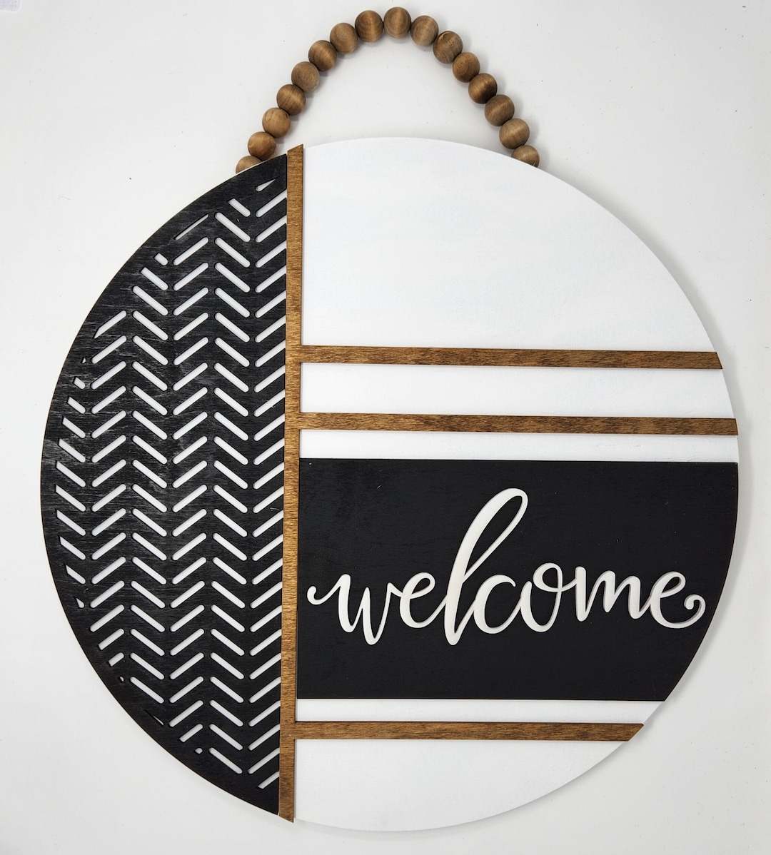 Chevron Welcome Door Hanger - Boho Geometric Door Sign - Etsy