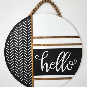 Chevron Welcome Door Hanger - Boho Geometric Door Sign - Etsy