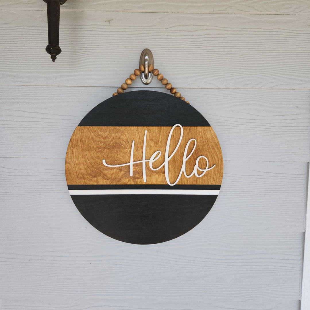 Modern Hello Door Sign - Simple Hello Door Hanger - Etsy