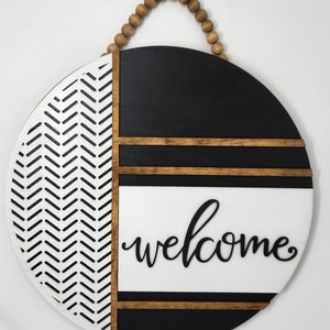 Chevron Welcome Door Hanger - Boho Geometric Door Sign - Etsy