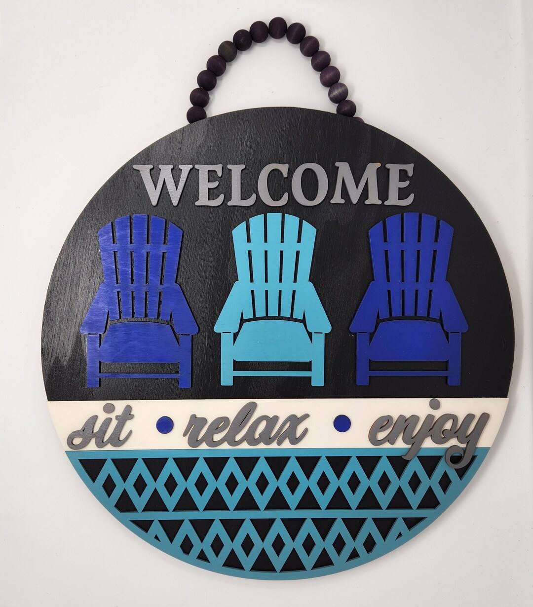 Adirondack Sit Relax Enjoy Front Door Welcome Sign - Porch Decor - Etsy
