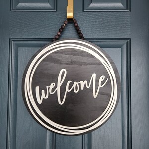 Welcome Scribble Door Sign - Year Round - Front Door Wreath - Etsy