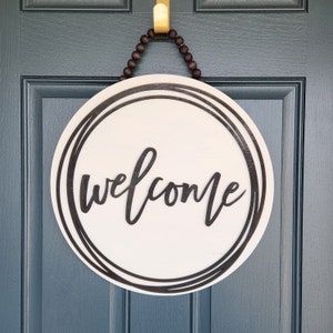 Welcome Scribble Door Sign - Year Round - Front Door Wreath - Etsy