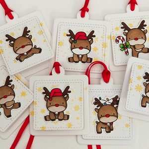 Reindeer Holiday Gift Tags, Set of 7, Christmas Gift Tags, Reindeer ...