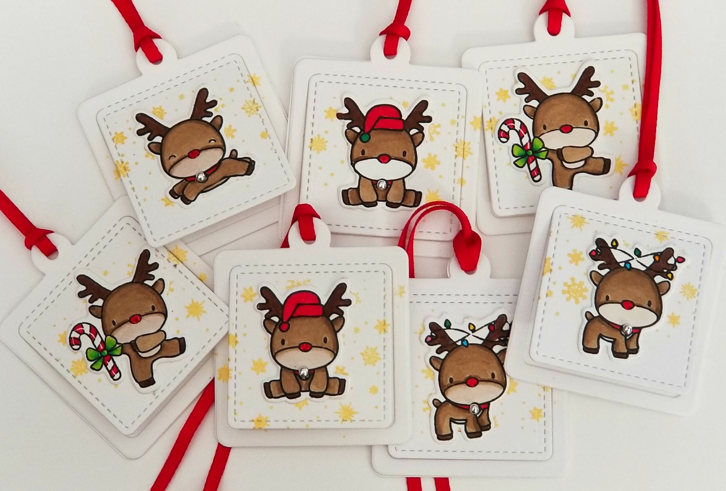 Reindeer Holiday Gift Tags, Set of 7, Christmas Gift Tags, Reindeer ...