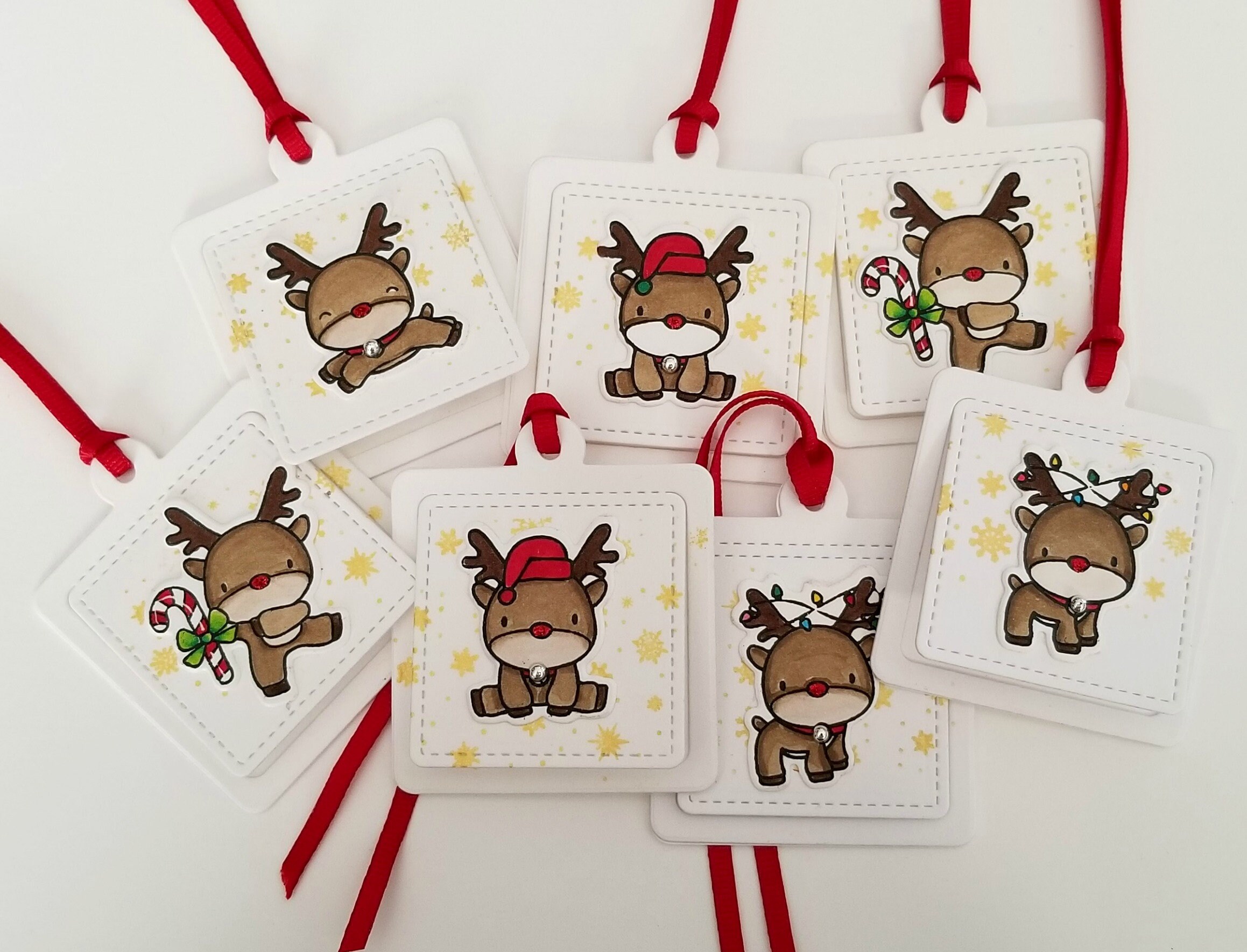 Reindeer Holiday Gift Tags, Set of 7, Christmas Gift Tags, Reindeer ...