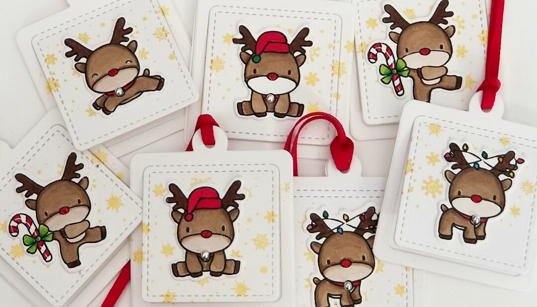 Reindeer Holiday Gift Tags, Set of 7, Christmas Gift Tags, Reindeer ...