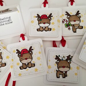 Reindeer Holiday Gift Tags, Set of 7, Christmas Gift Tags, Reindeer ...