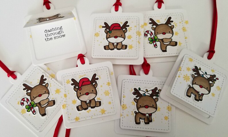 Reindeer Holiday Gift Tags, Set of 7, Christmas Gift Tags, Reindeer ...