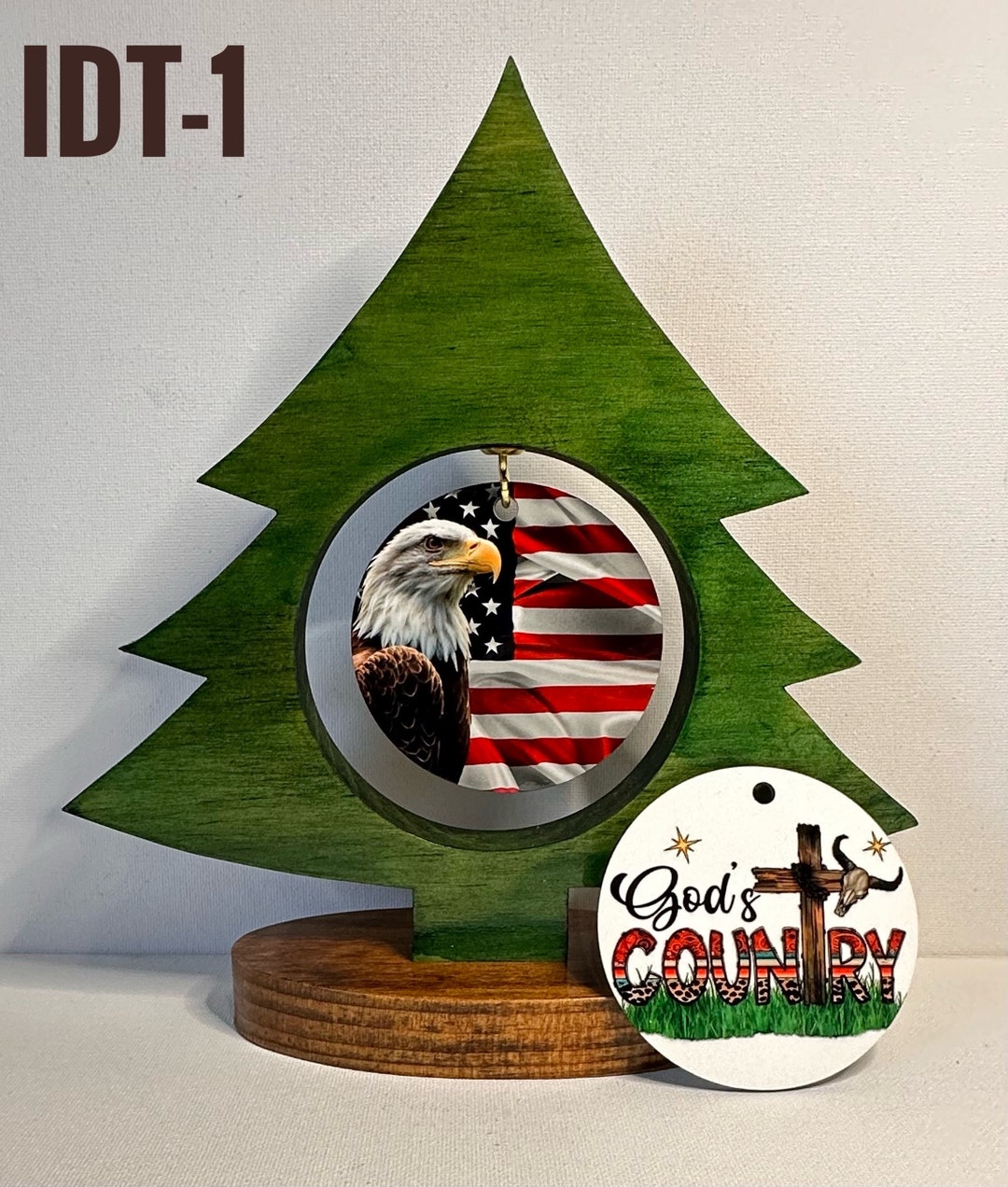 Country Style Wooden Tree With 2 Ornaments - Etsy