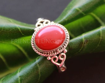Red Coral Ring - Etsy