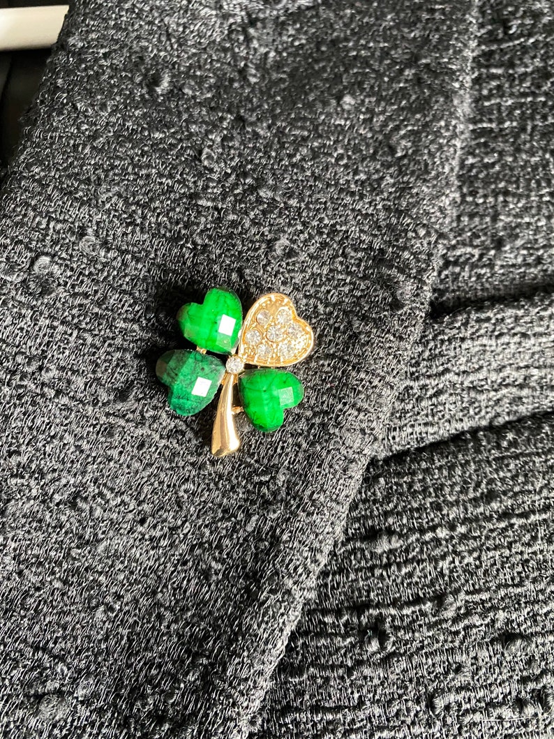 Irish Four Leaf Clover Shamrock Brooch Pin Good Luck St - Etsy UK