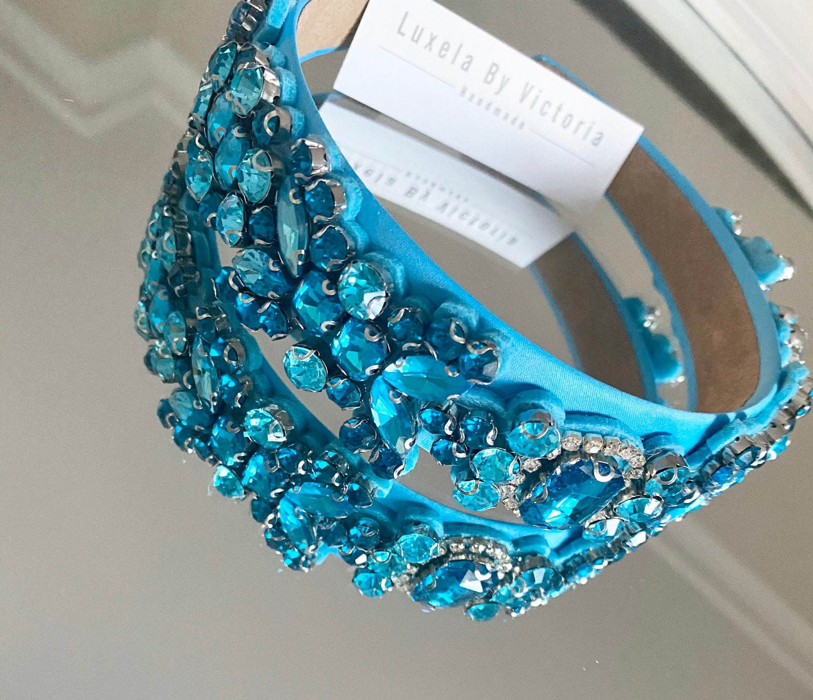 Turquoise Crystal Headband Turquoise Blue Headband Teal Etsy