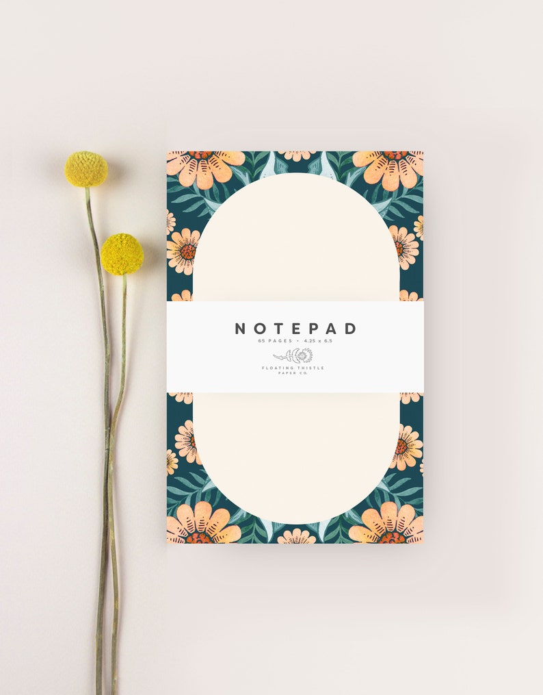 Notepad Tear off Notepad Small Notepad Floral Notepad | Etsy