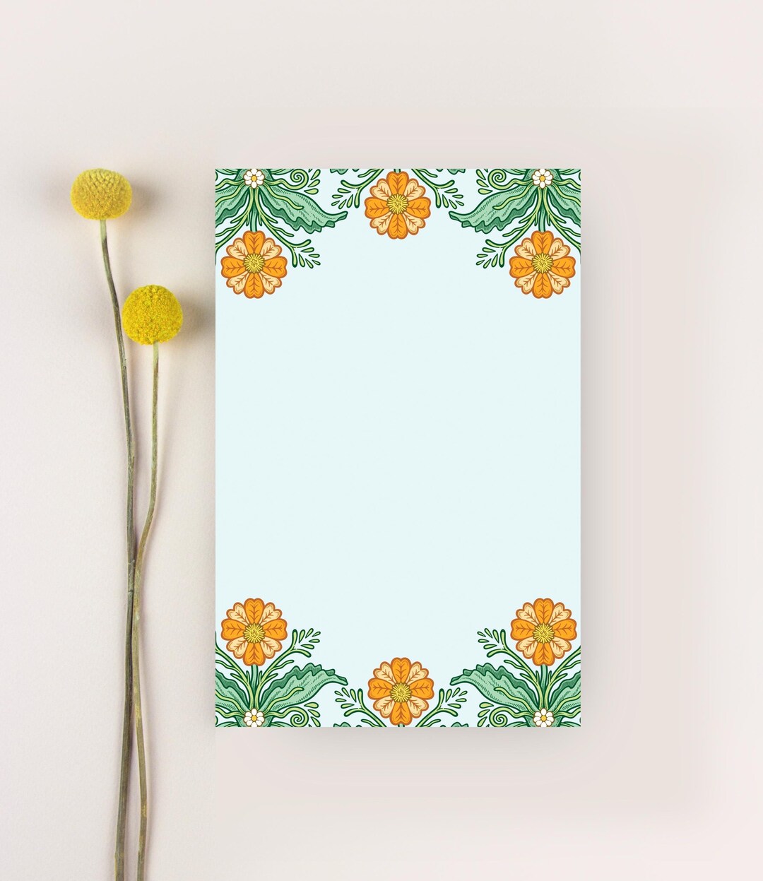 Floral Tear-off Notepad, Folk Flower Stationery, Botanical Notepad ...