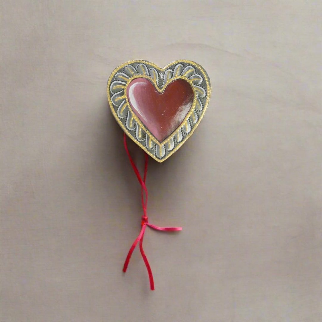 Red Painted Heart Ornament Metal Wall Art. Handmade in Haiti. Recycled ...