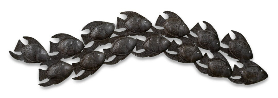 Recycled Metal Fish Wall Art, Haitian Handmade Decor (26x8) - Etsy