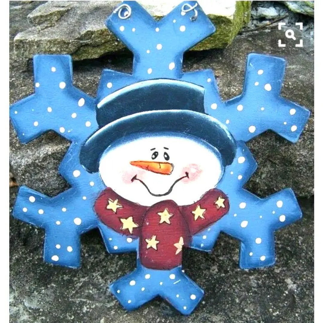 Painted Snowflake Snowman Ornament - Etsy