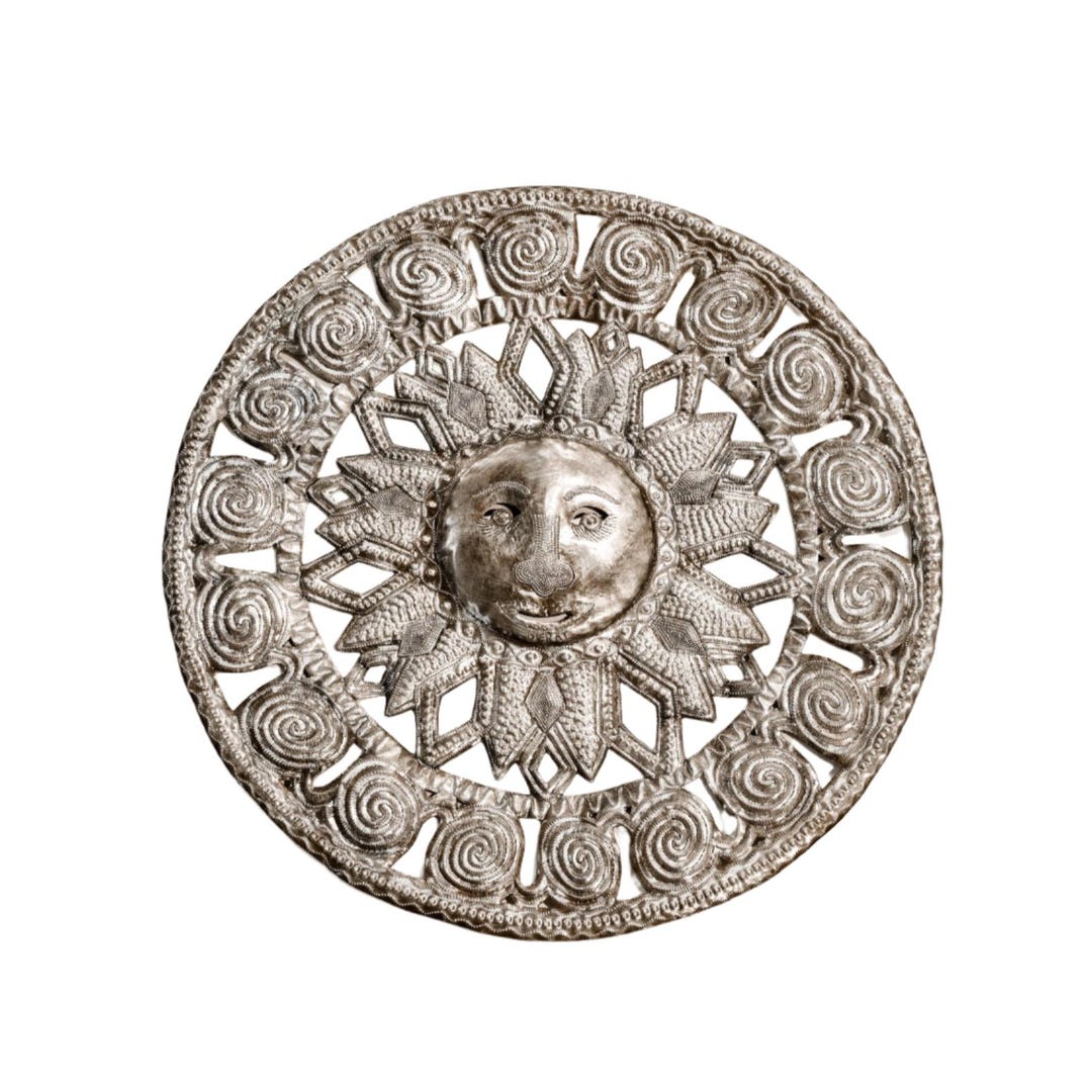 Here Comes the Sun. Recycled Metal Art. Handmade in Haiti. Metal Sun ...