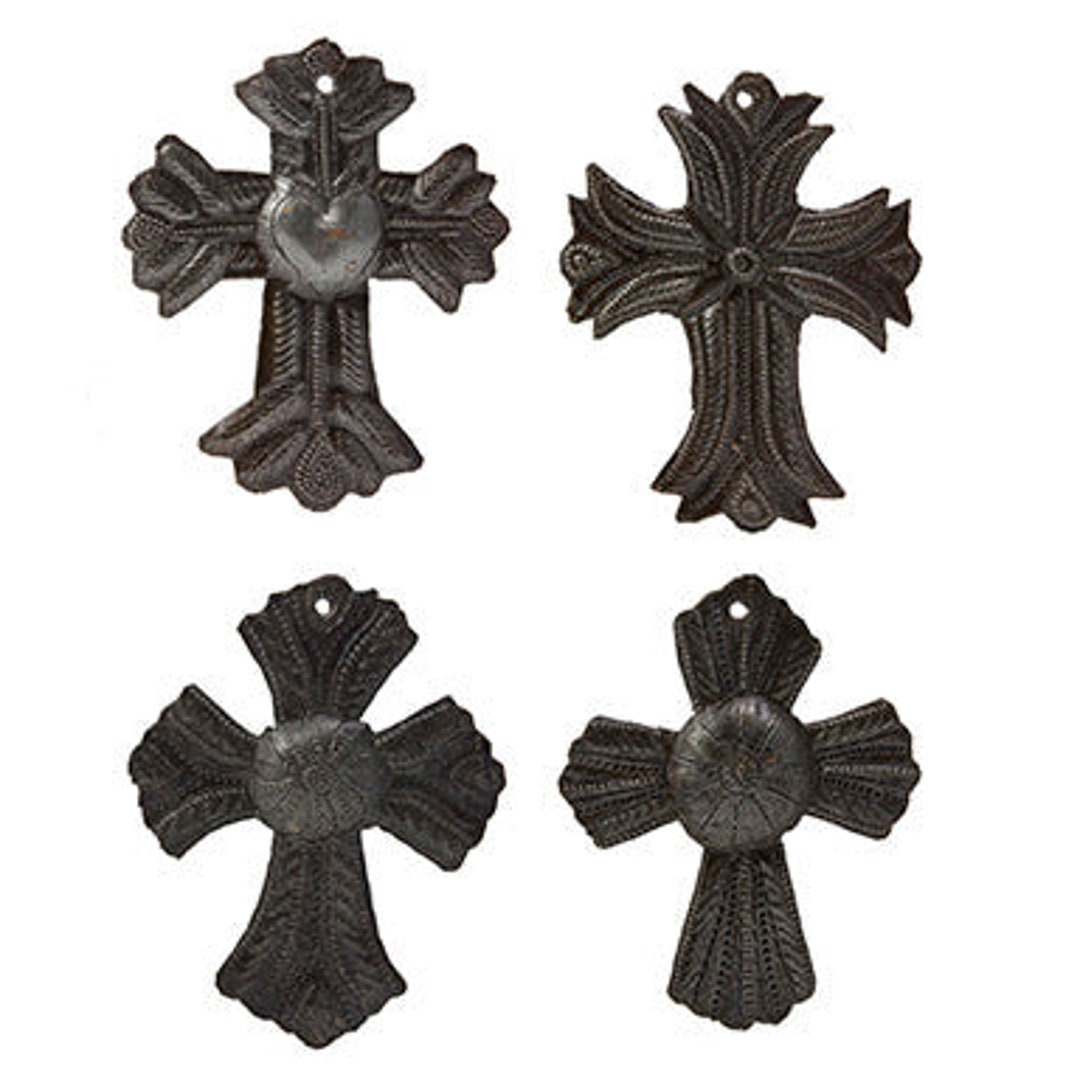 Milagro Crosses (set of 4 - Assorted) Metal Wall Art. Handmade in Haiti ...