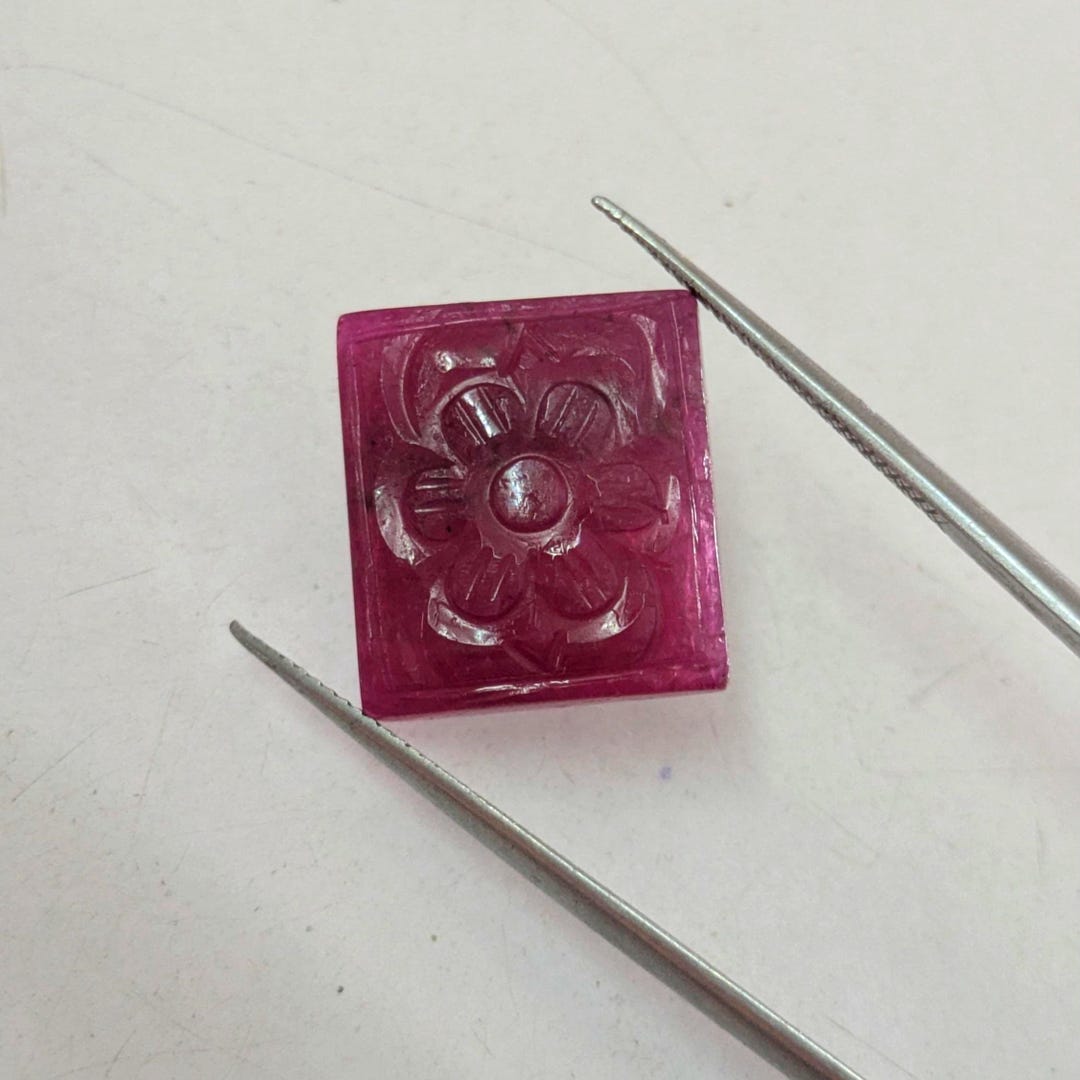 Natural Ruby Carved Baguette Piece, 15x14mm Ruby Carving Stone, July ...