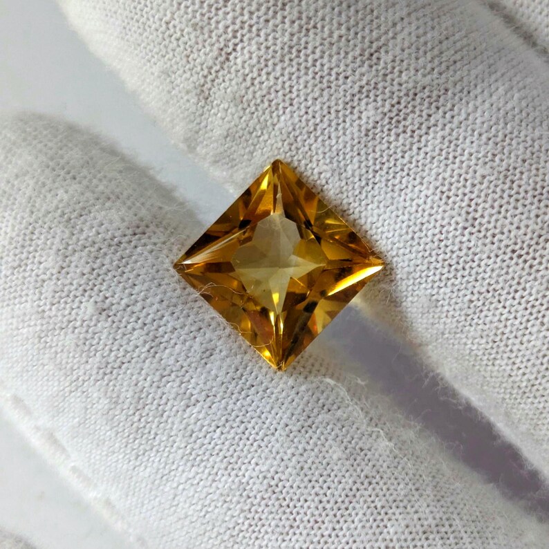 Citrine Princess Cut 10mm Solitaire Piece – AAA Quality Yellow Gemstone ...
