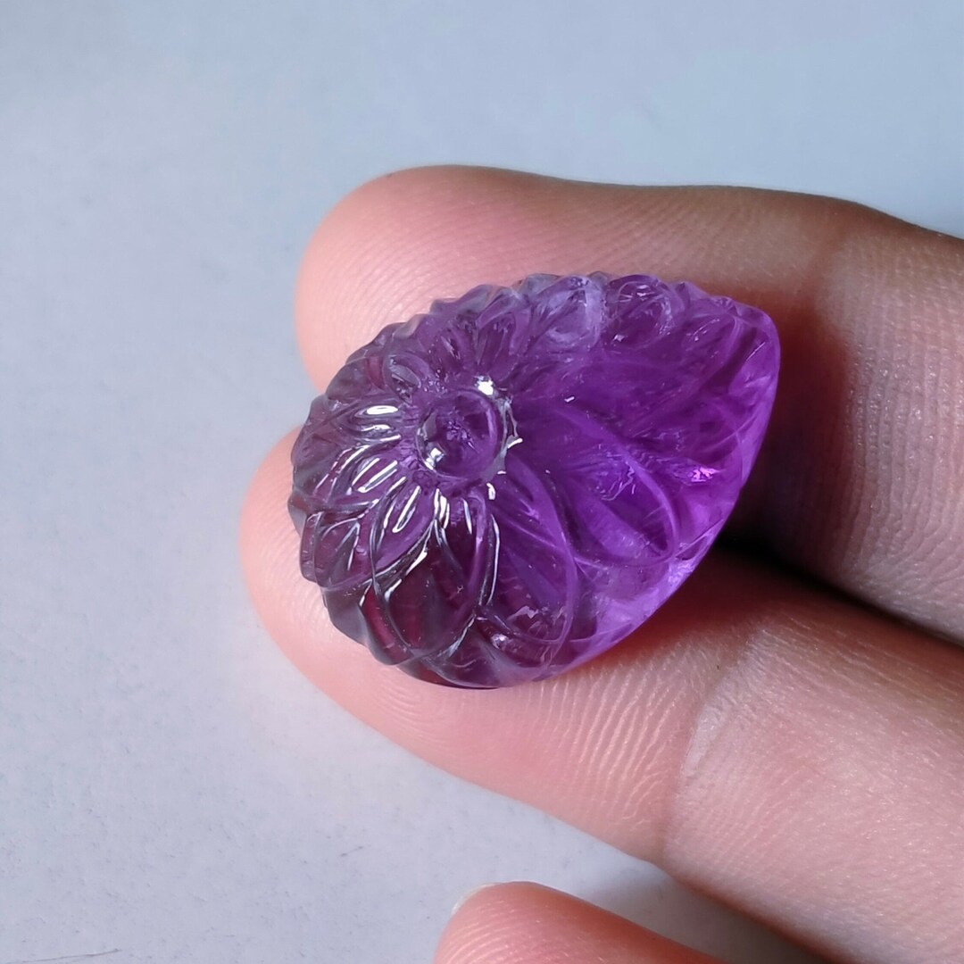 Amethyst Pear Cut 25x18mm, Large Pear Carving Stone, Handcrafted ...
