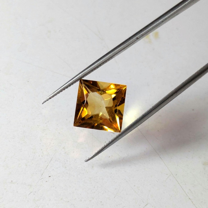 Citrine Princess Cut 10mm Solitaire Piece – AAA Quality Yellow Gemstone ...