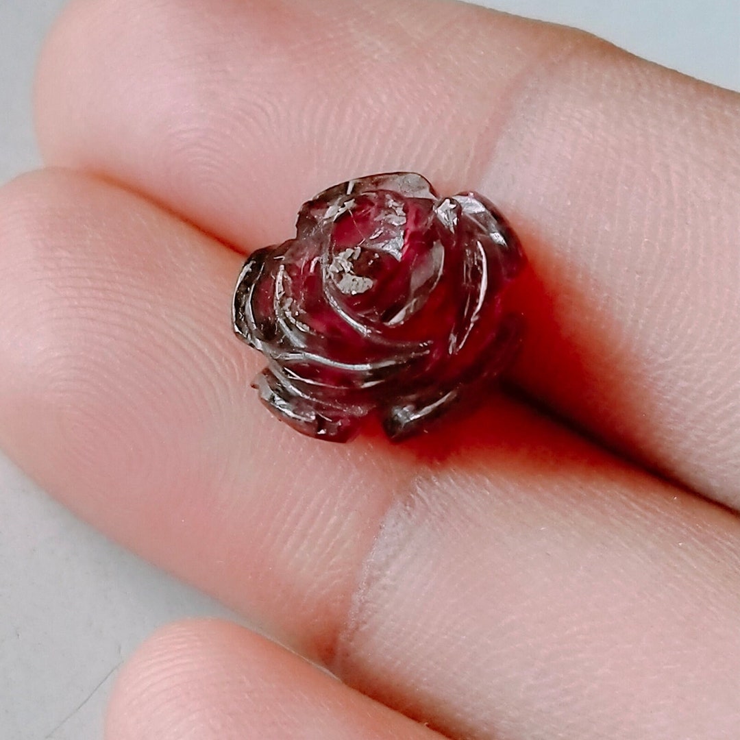 Red Rose Flower Carved Garnet, Gemstone Carved Flower, Top Quality ...
