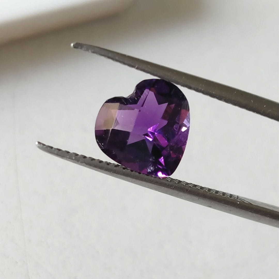 African Amethyst Checker Cut Heart Shape, Top Quality 8 MM Heart Shape ...
