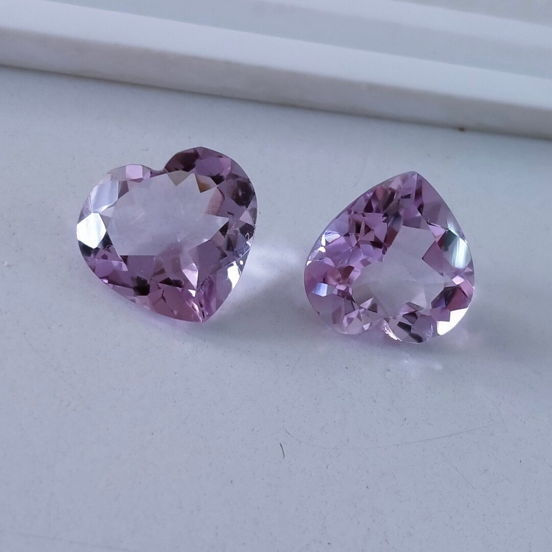 Pink Amethyst Heart Shape Pair, Top Quality Heart Cut, Loose Cut Heart ...