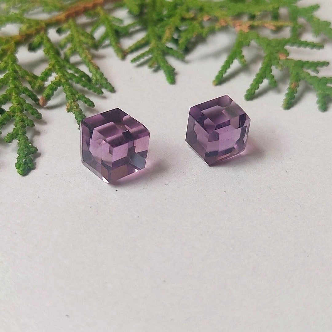 Rare Cube Shape Purple Amethyst, Fancy Gemstone Dice Pair, Top Quality ...